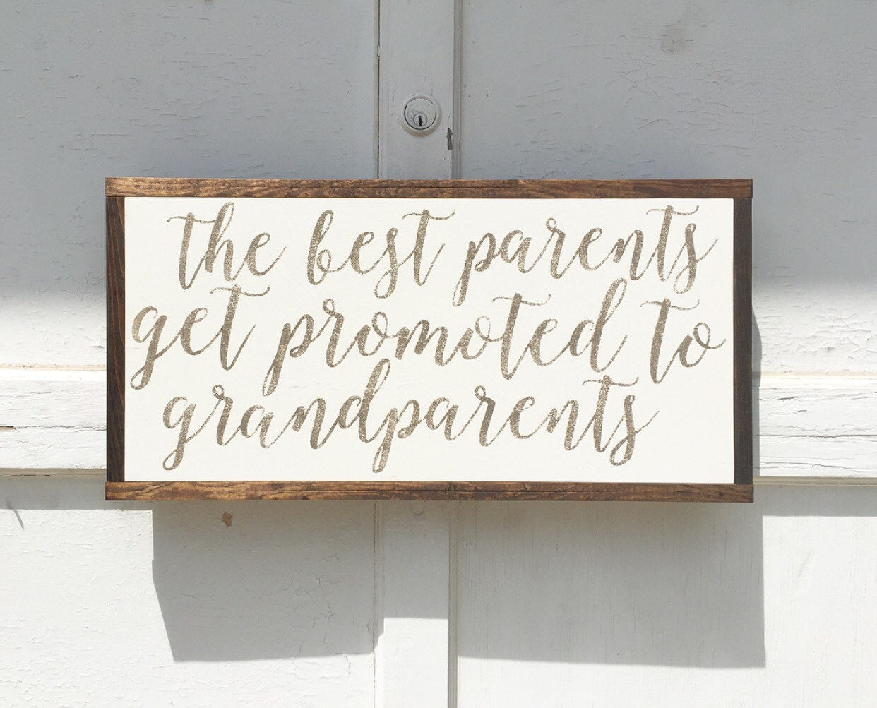 The Best Parents Get Promoted To Grandparents Framed Wood Sign Baby Sh ...
