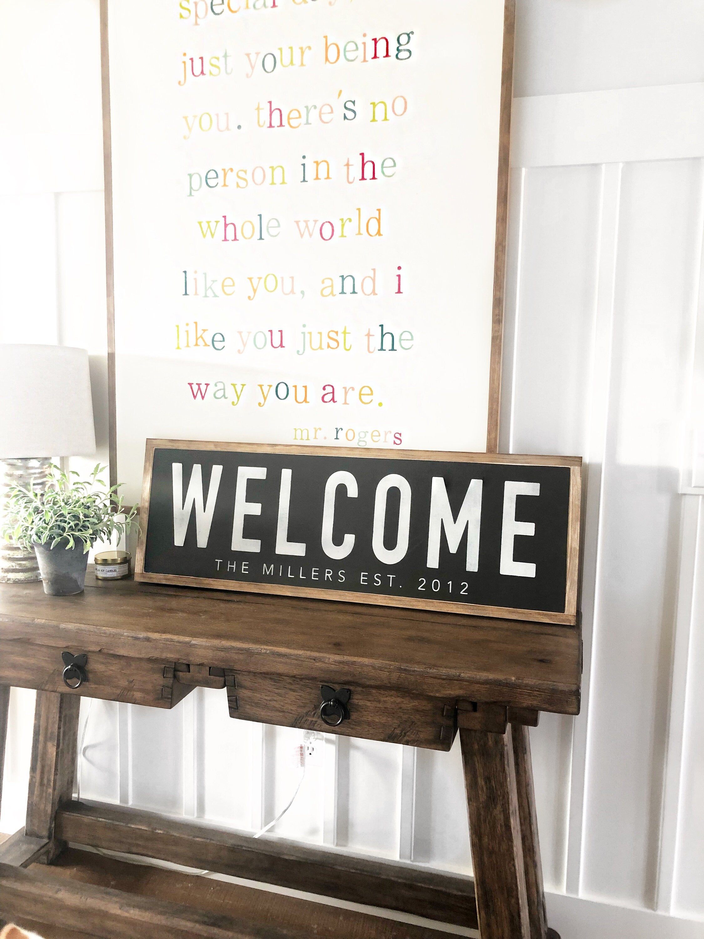 Welcome Established Framed Wood Sign Wedding Gift Anniversary Gift Foy ...
