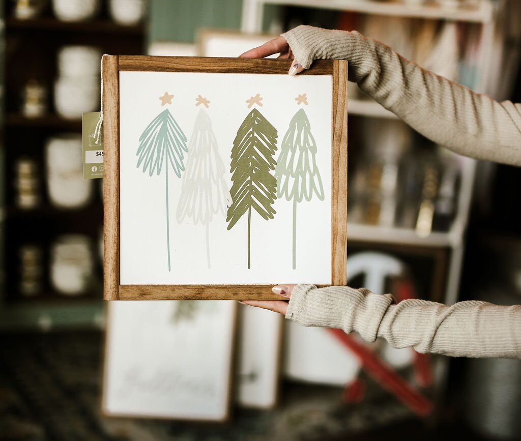 Christmas Trees Framed Wood Sign Holiday Decor Christmas Decor Christm ...