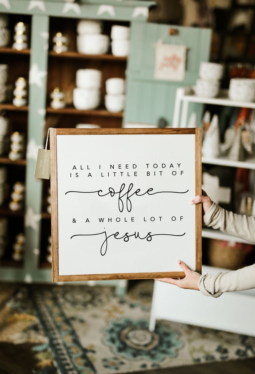 Coffee & Jesus Framed Wood Sign Coffee Bar Sign Kitchen Sign Office De ...